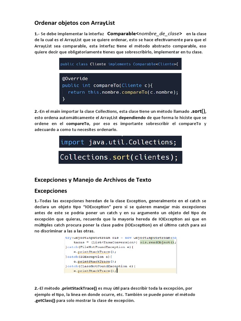 Ordenar objetos ArrayList con Comparable y Collections.sort | PDF | Archivo de computadora ...