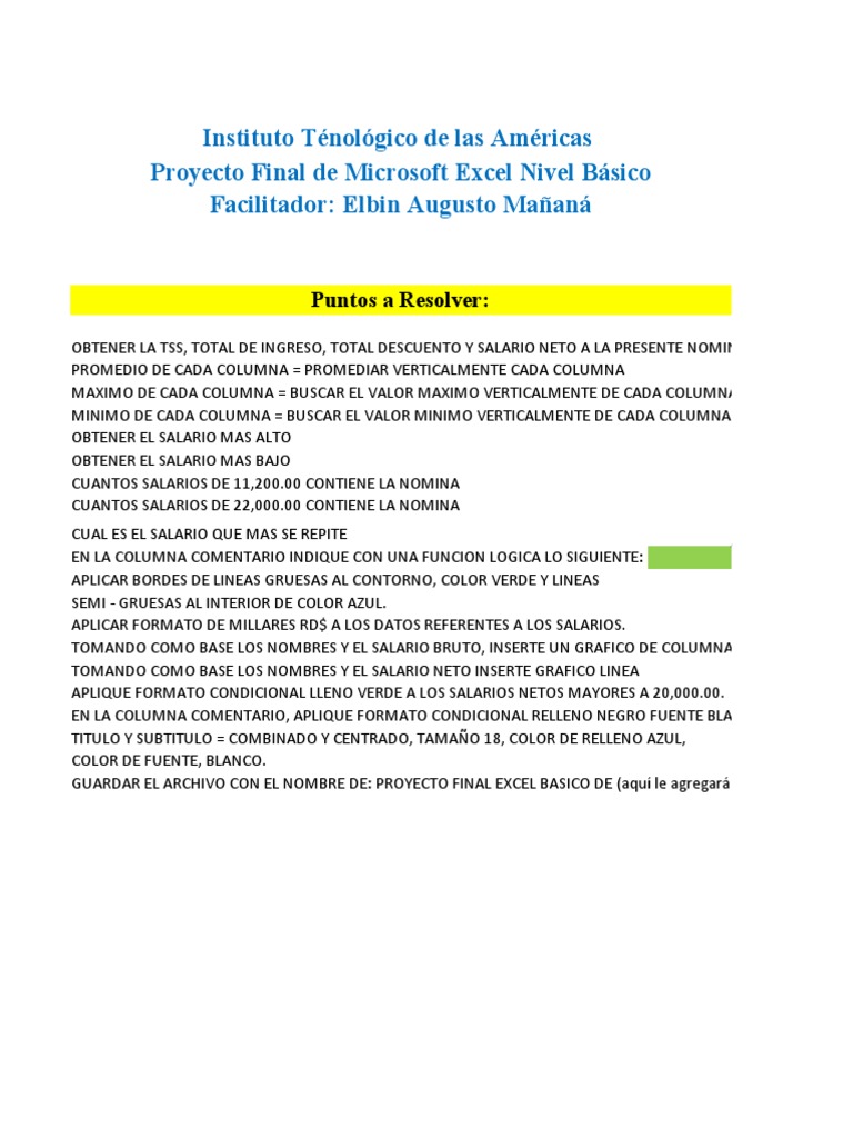 Proyecto Final Excel Basico Itla (Helen Carvajal) | PDF | Salario | Distribución de ingresos del ...