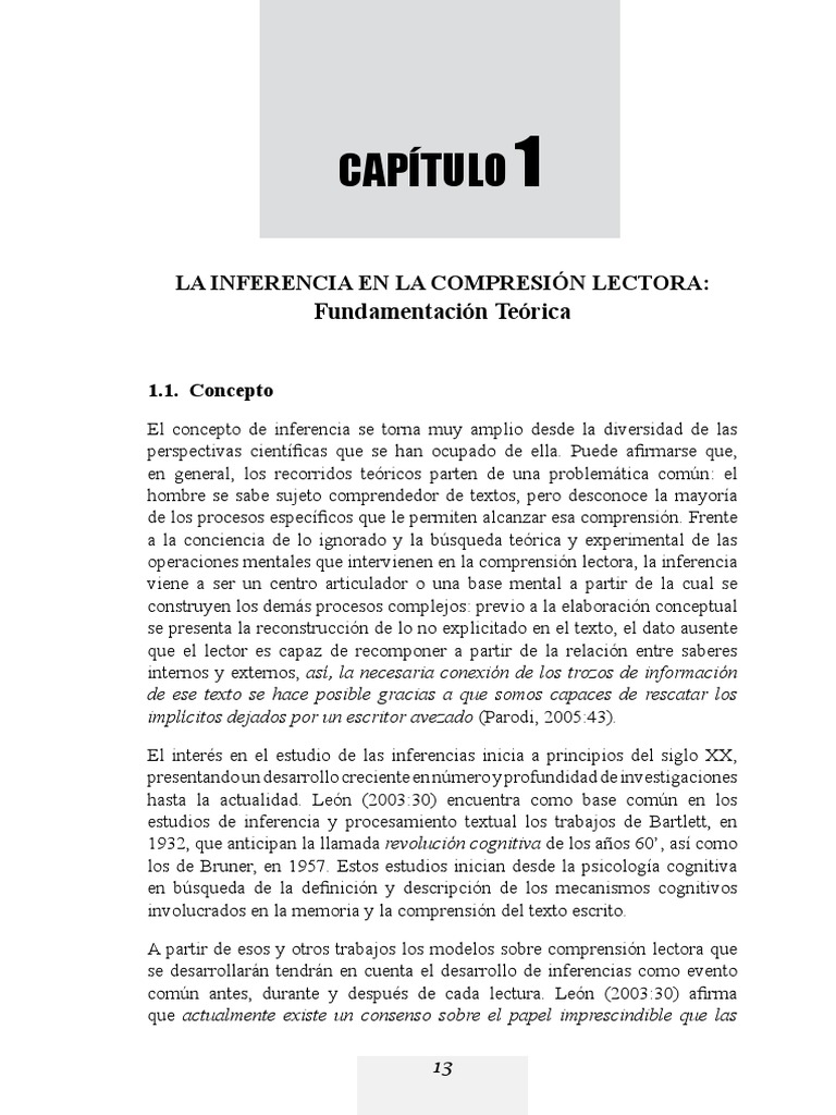 La Inferencia En La Comprensión Lectora Pdf Lógica Comprensión