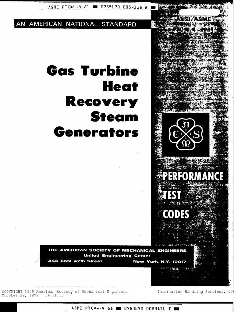 Asme PTC 4.4 - Gas Turbine Heat Recovery Steam Generators | PDF ...