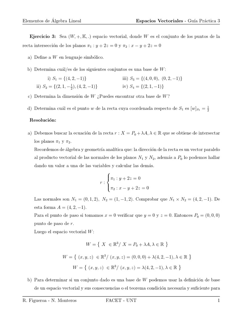 Ejercicio 3 Guía 3 EV | PDF | Base (álgebra lineal) | Espacio vectorial