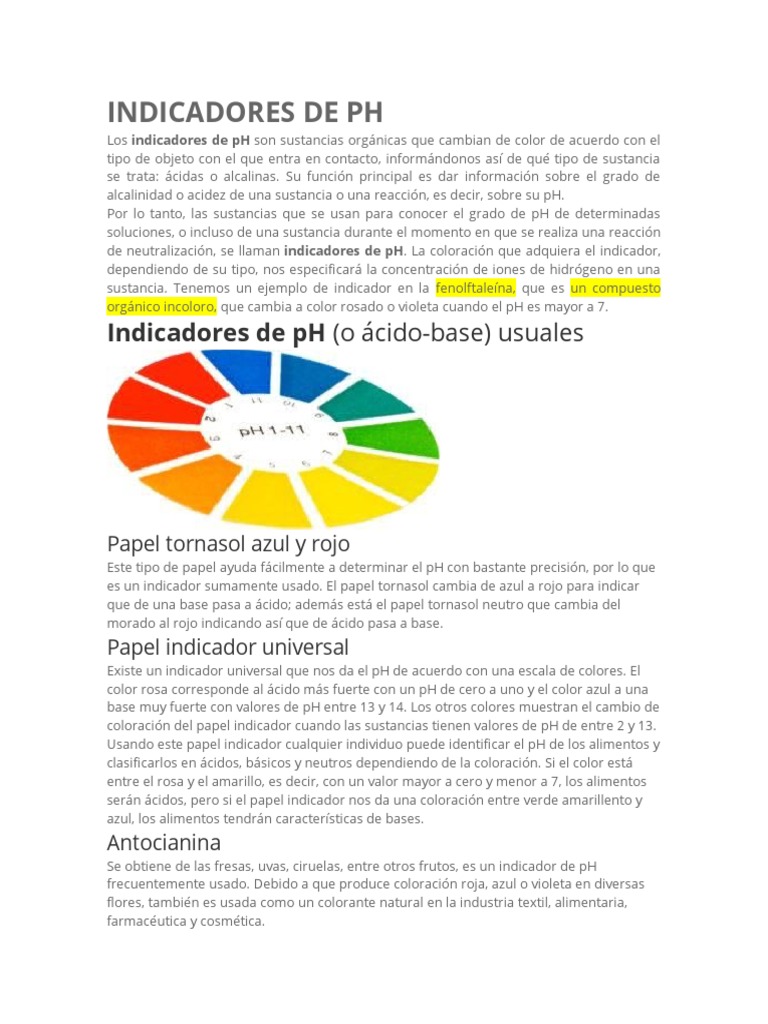 Indicadores de pH: Tipos y Usos | PDF | Ph | Química
