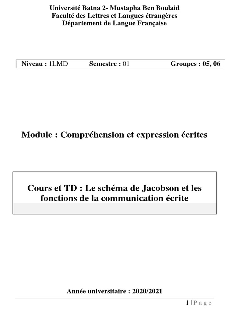 Cours Schema Et Fonctions de Com | PDF