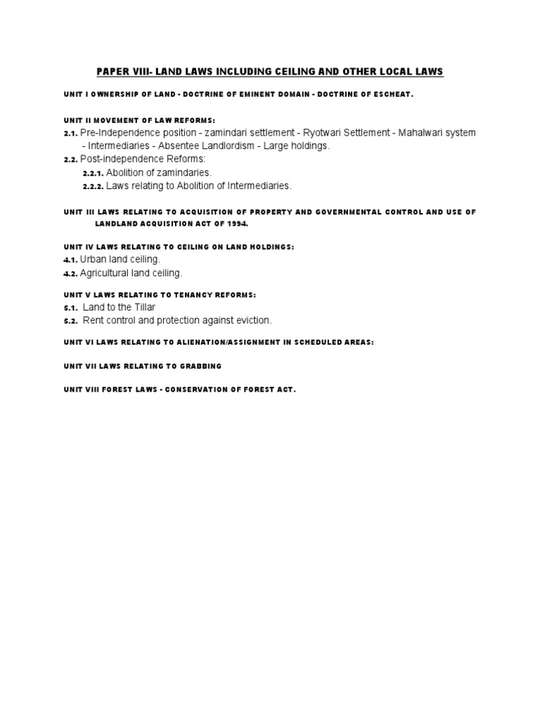 Land Laws Including Ceiling and Other Local Laws | PDF | Leasehold ...