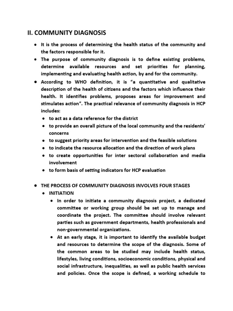 CHN 2 Lec - Week 8 Community Diagnosis | PDF | Community | Goal