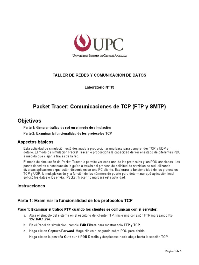 Laboratorio 11-b Comunicaciones de TCP (FTP y SMTP) | Descargar gratis ...