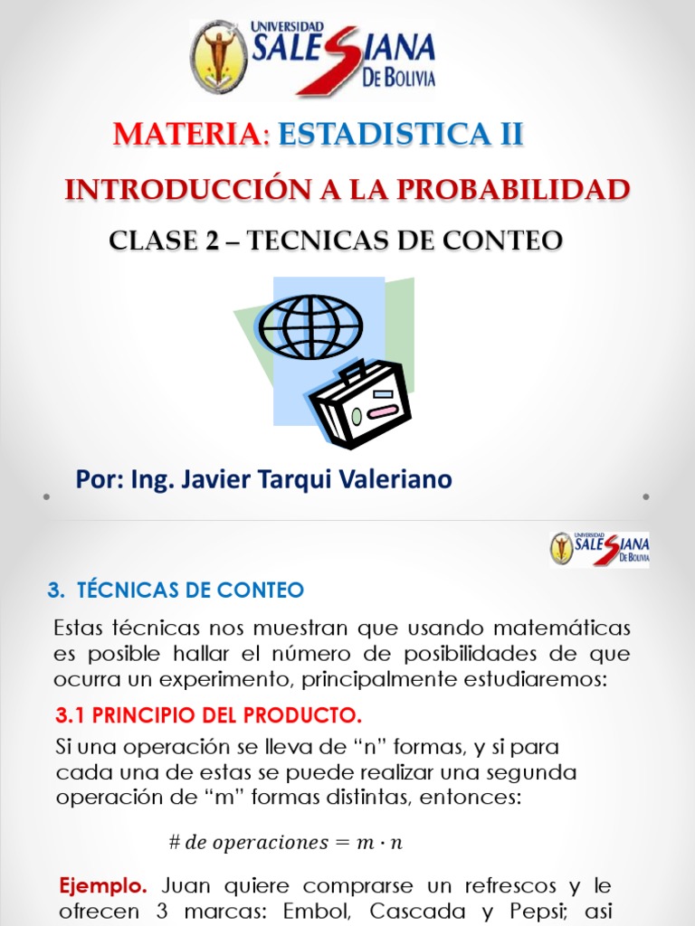 Clase 2 ESTADISTICA II Introducción A La Probabilidad - Conteo | PDF | Matemáticas