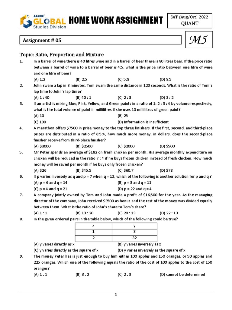 M5 - Quant Homework Assignment | PDF | Speed