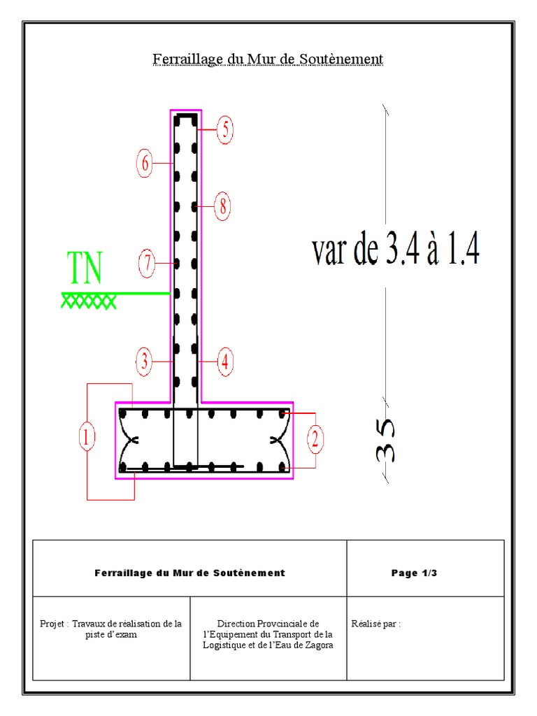 Ferraillage Du Mur de Soutènement | PDF