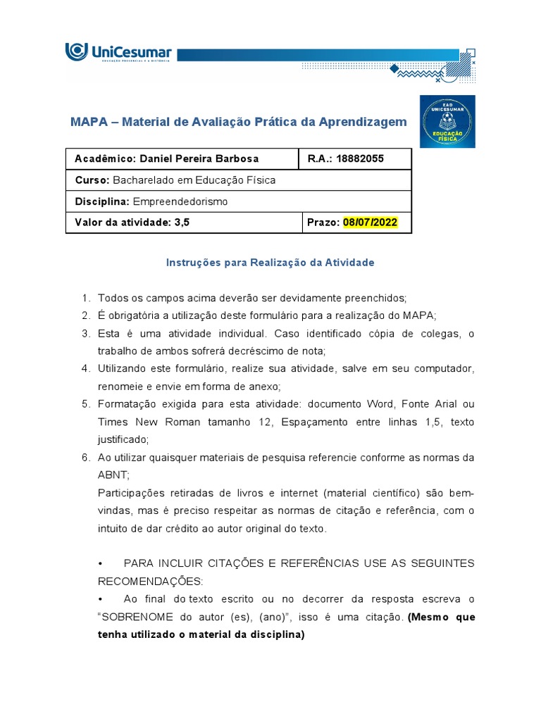 Mapa Empreendedorismo | PDF | Citação | Rede social