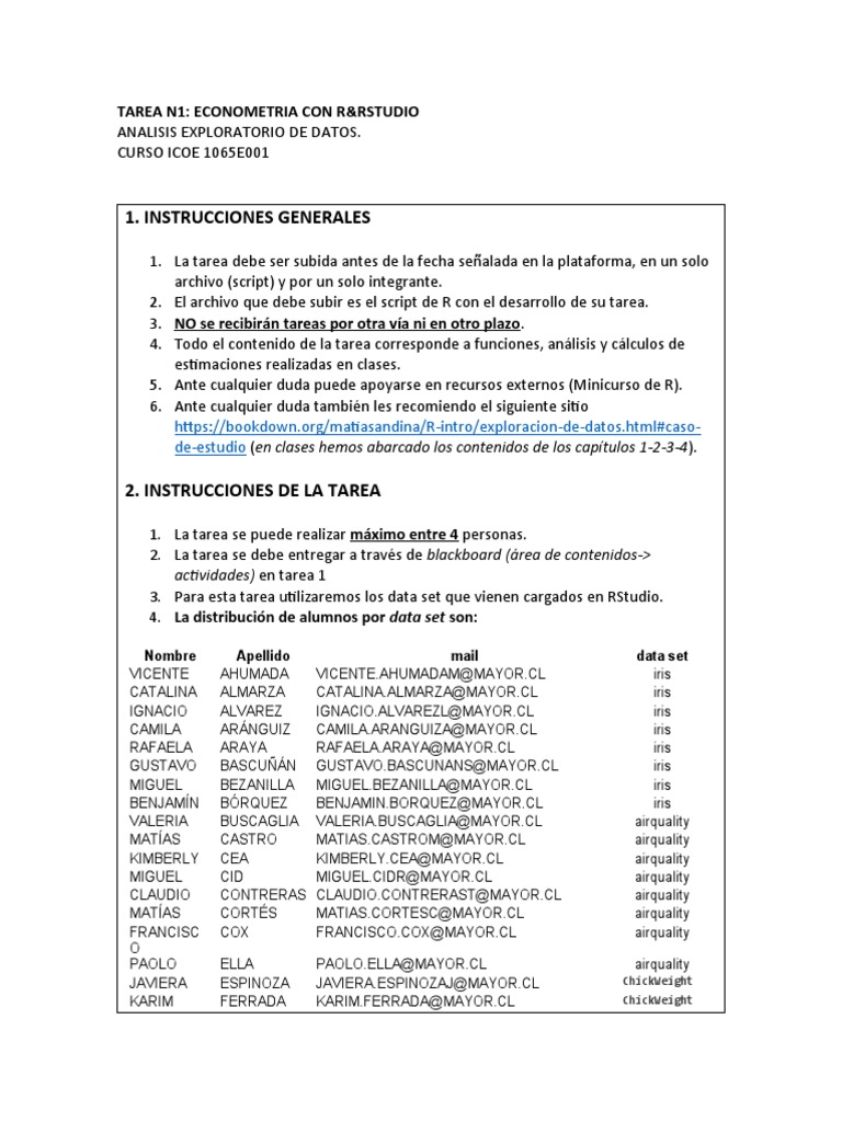 TAREA 1 Econometría R | PDF | Informática | Estadísticas
