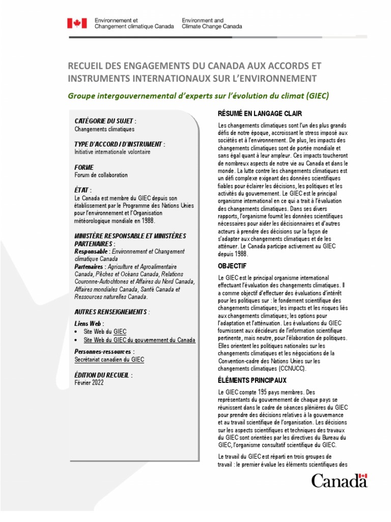 Groupe Experts Intergouvernemental Evolution Climat | PDF | Groupe d ...