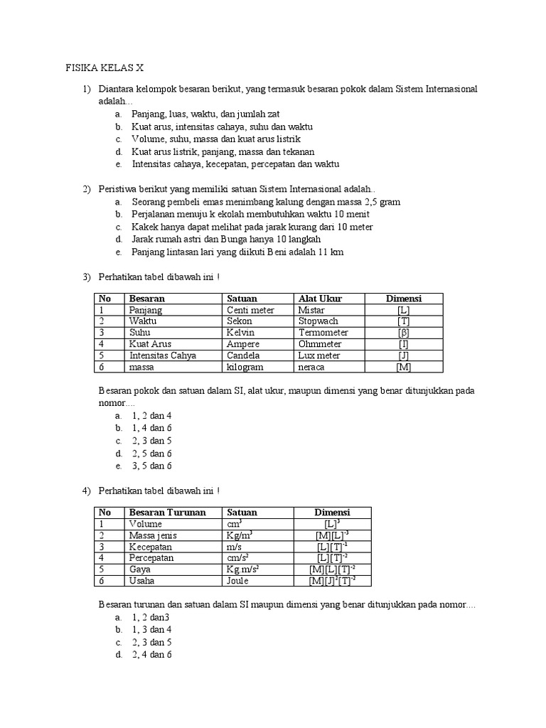 Soal Uas Fisika Kelas X | PDF