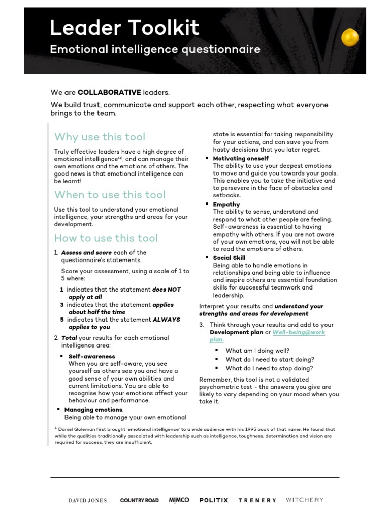 Emotional Intelligence Assessment Toolkit | PDF | Emotional ...