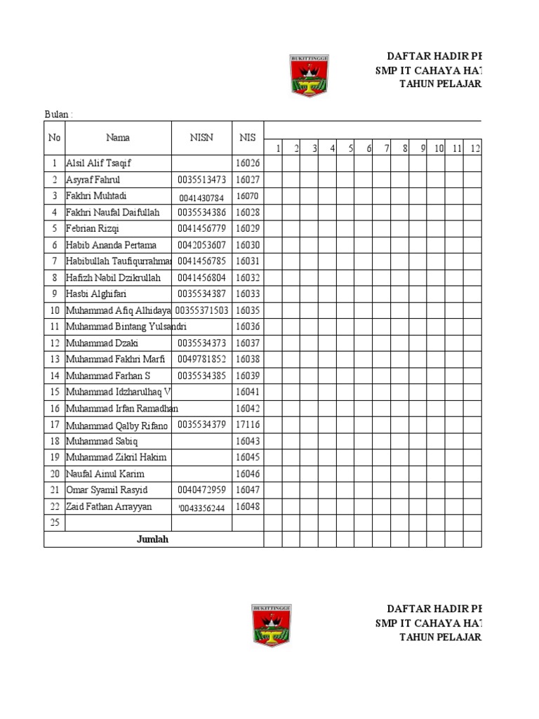 Absen Siswa 7 2021-2022 | PDF