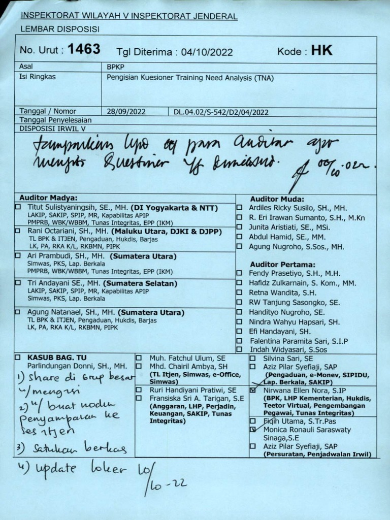 SM 1463 Pengisian Kuesioner Training Need Analysis (TNA) | PDF