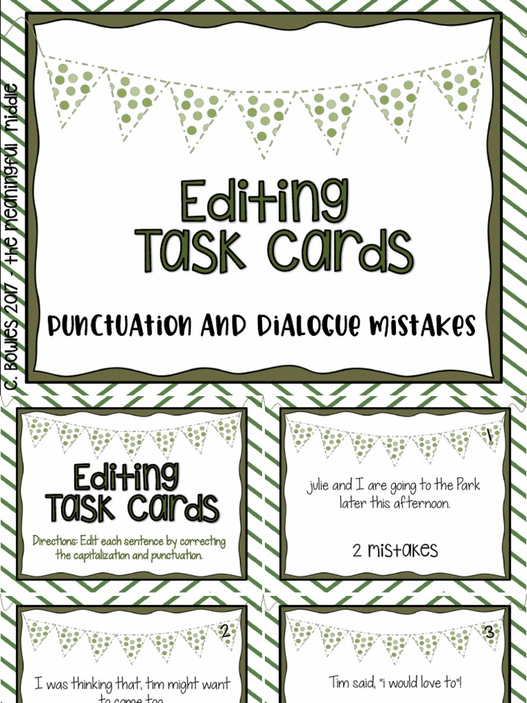 Editing Task Cards Student | PDF