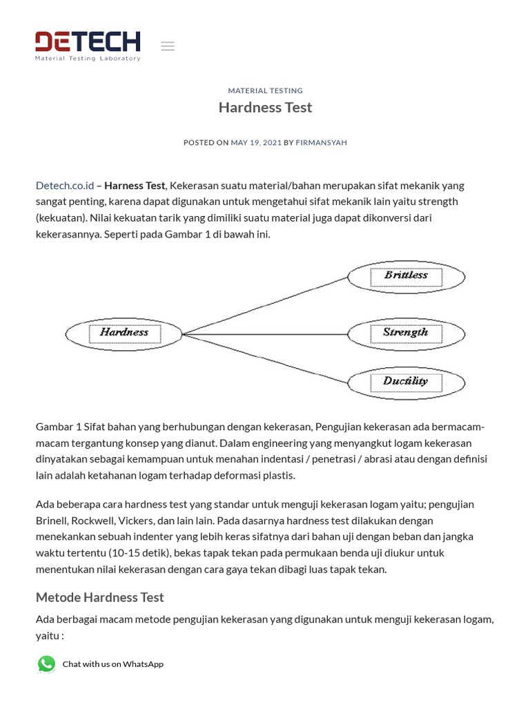 Hardness Test - Pengertian, Prosedur, Jenis Metode Dan Acceptance ...
