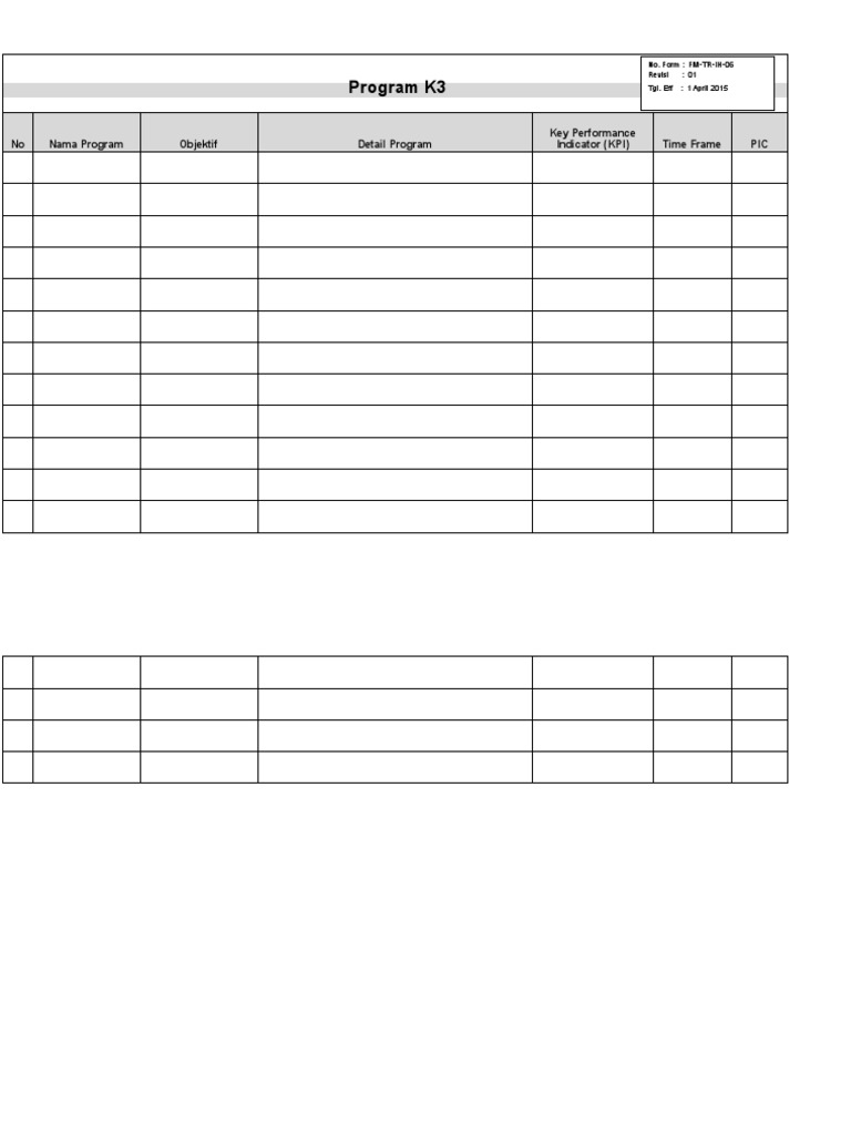 Form 03 Program K3 Perusahaan | PDF