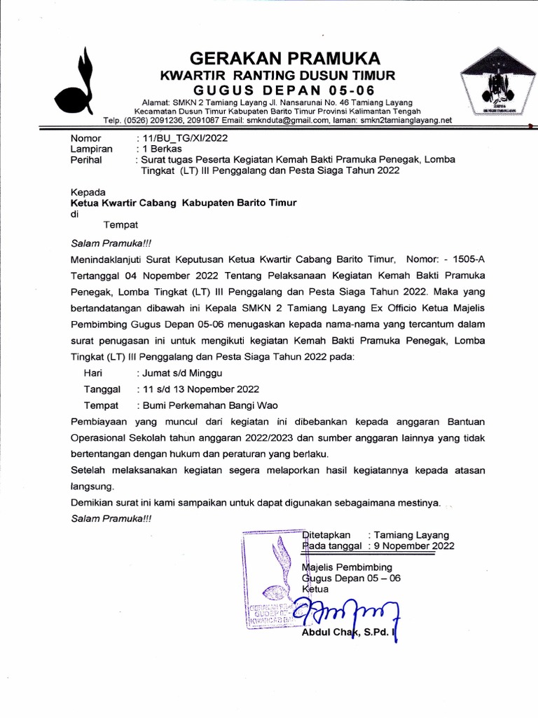 Surat Tugas Gudep | PDF