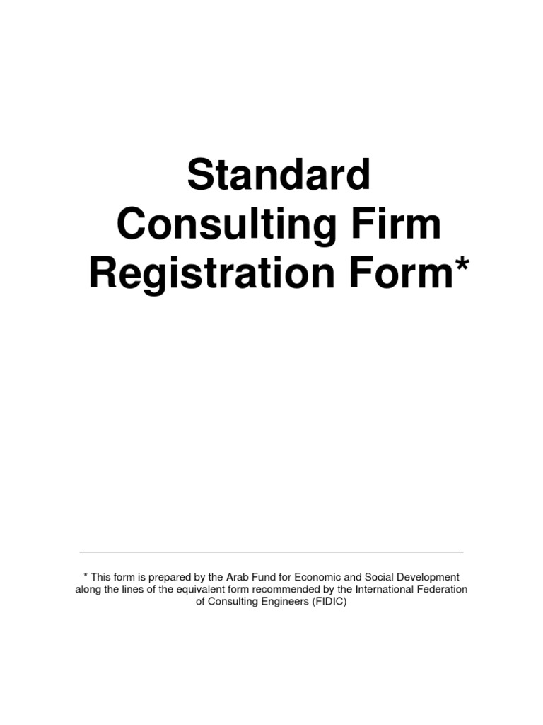 Standard Consulting Firm Registration Form | The United States | Engineer