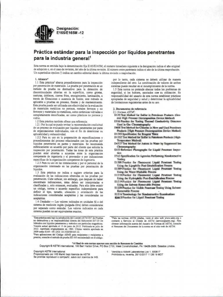 Astm E165 - 12 Español | PDF