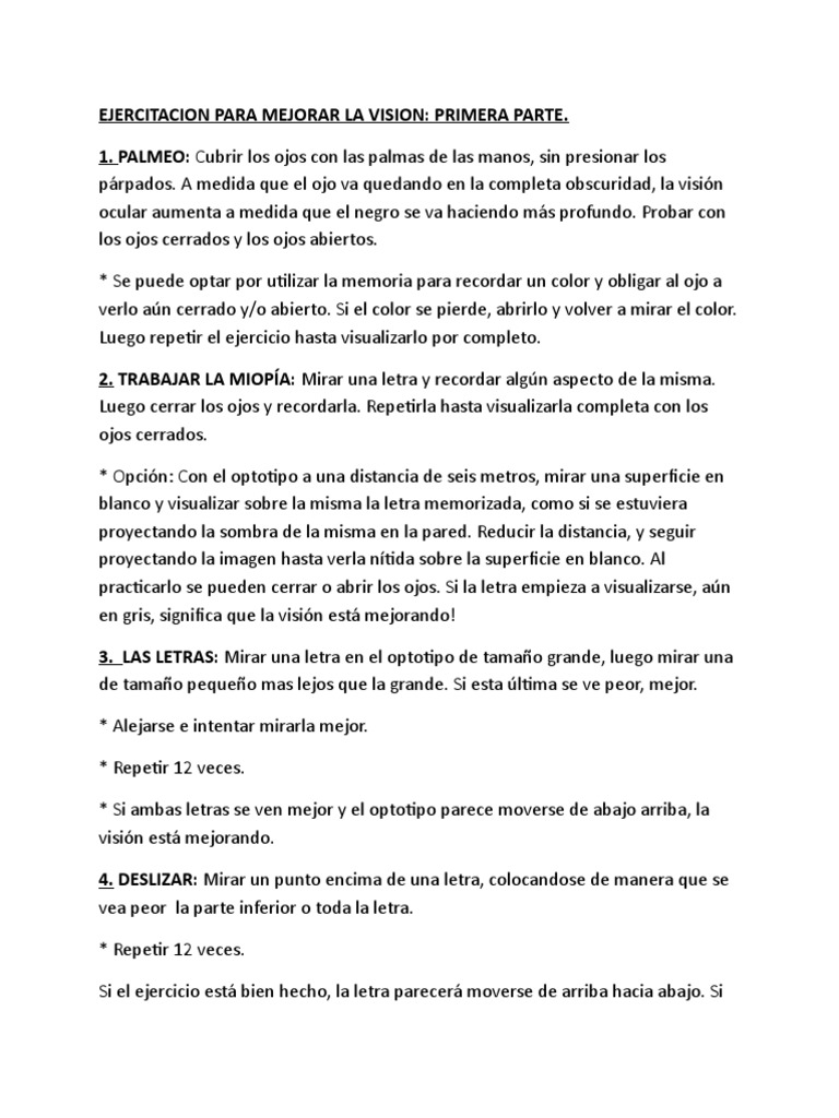 Ejercicios para Mejorar La Vision | PDF | Ojo