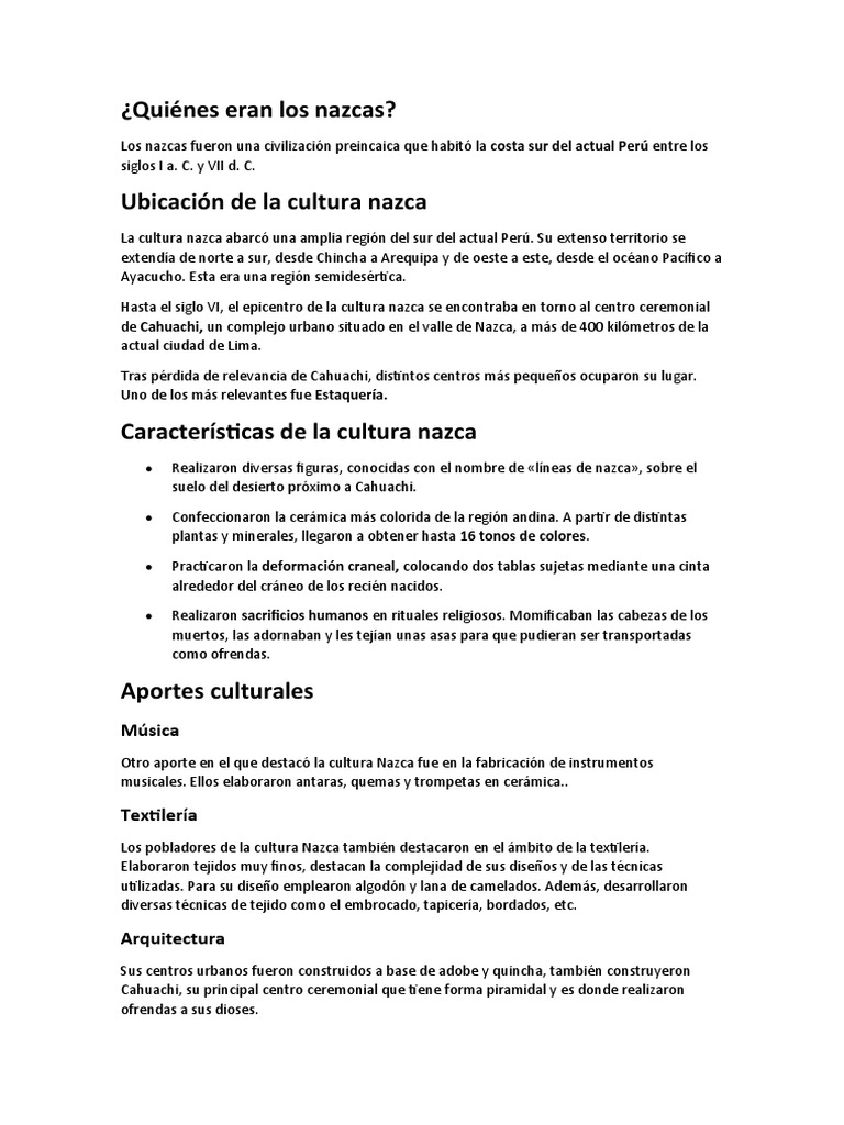 Quiénes Eran Los Nazcas | PDF