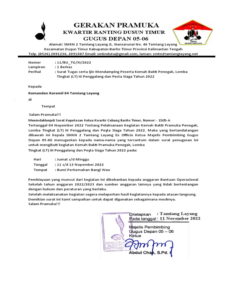 Surat Tugas Gudep | PDF