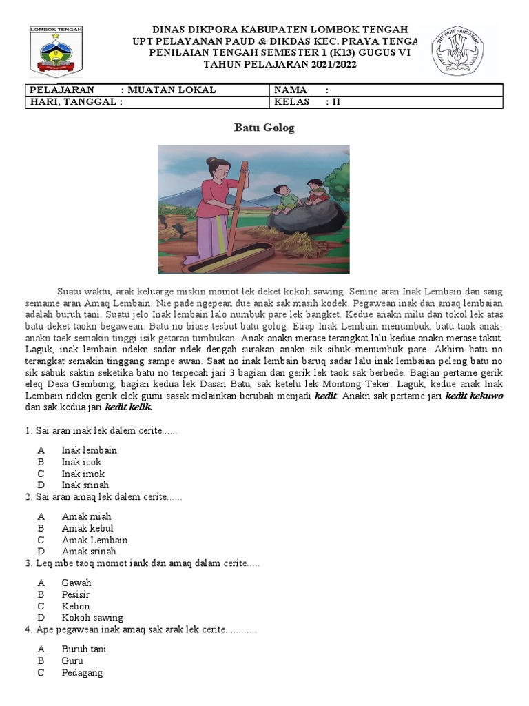 Cerita Rakyat Nusa Tenggara: Batu Golog | PDF | Seni & Disiplin Bahasa ...