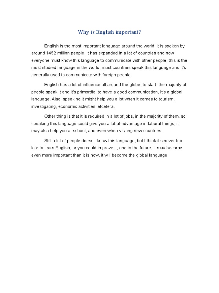 Why English Is Important | PDF