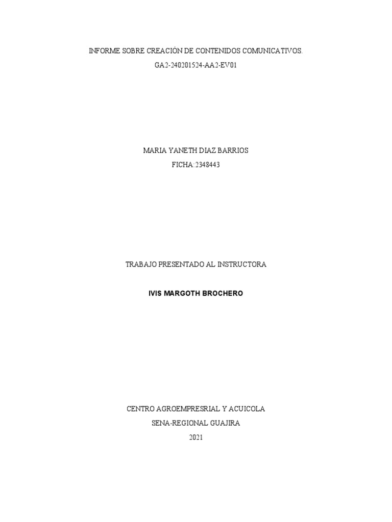 Informe Sobre Creacion de Contenidos Comunicativos | PDF | Comunicación | Comportamiento