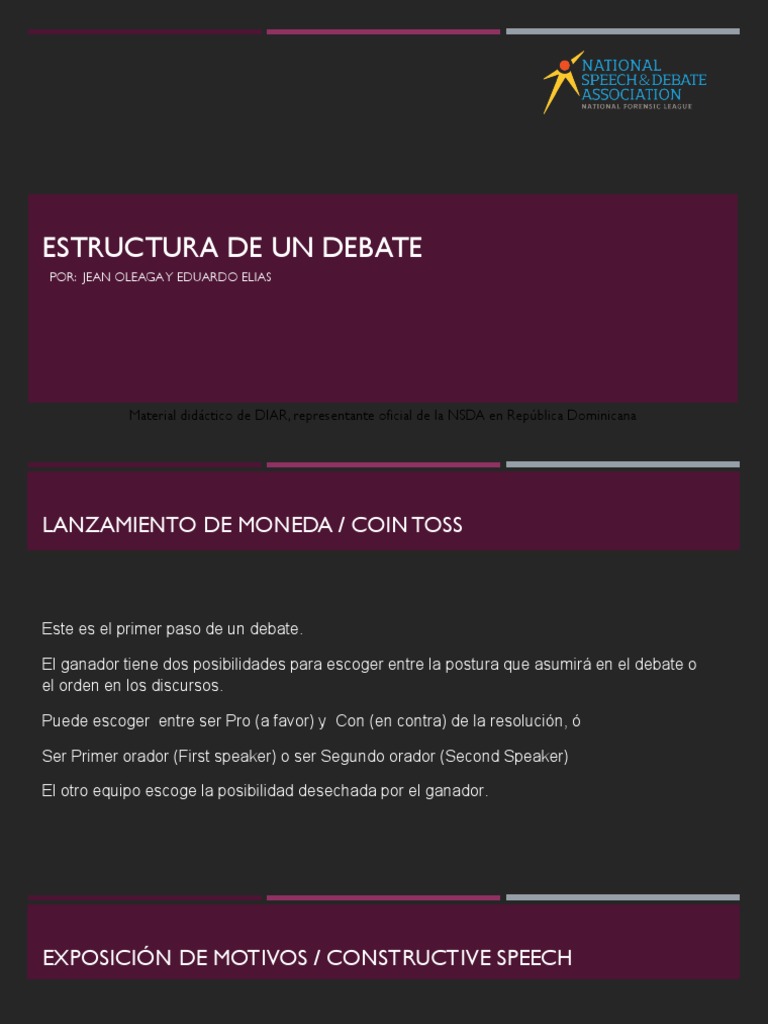 Structure of The Debate - Estructura Del Debate | PDF