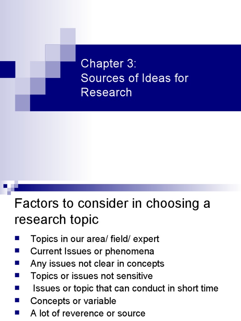 Chapter 3 - Sources of Ideas For Research | PDF