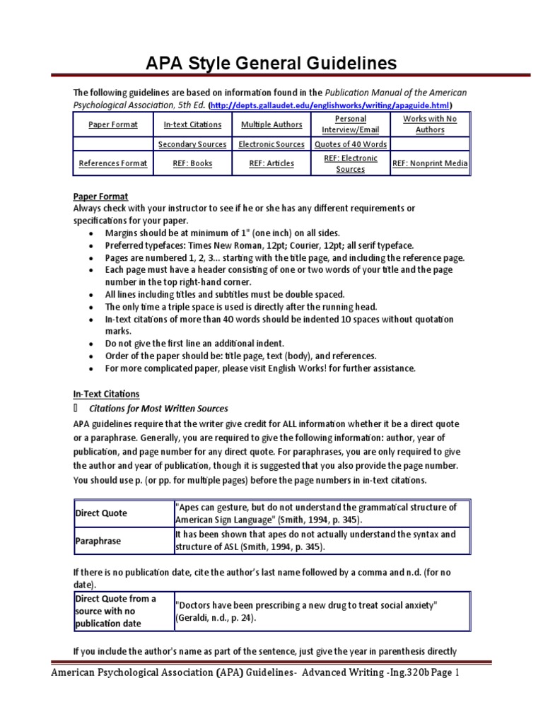 APA Style General Guidelines | PDF | Apa Style | Citation