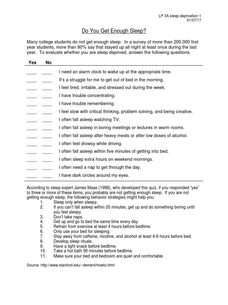 Sleep Quiz and Lecture | PDF | Self-Improvement | Lifestyle