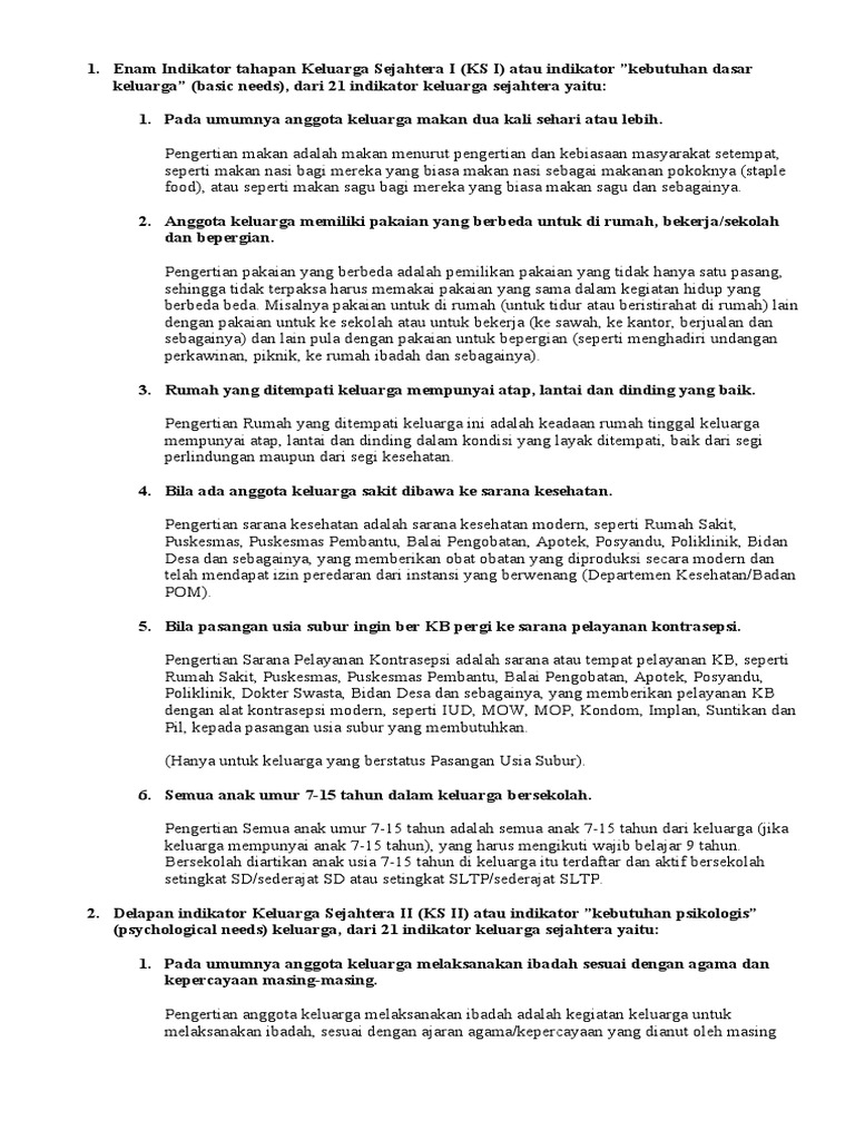 Indikator Keluarga Sejahtera I hingga III | PDF | Kesehatan Holistik