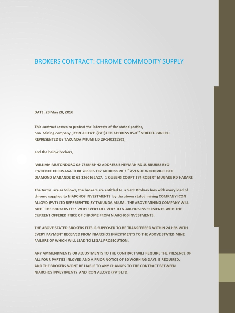 Brokers Contract | PDF | Civil Law (Legal System) | Private Law