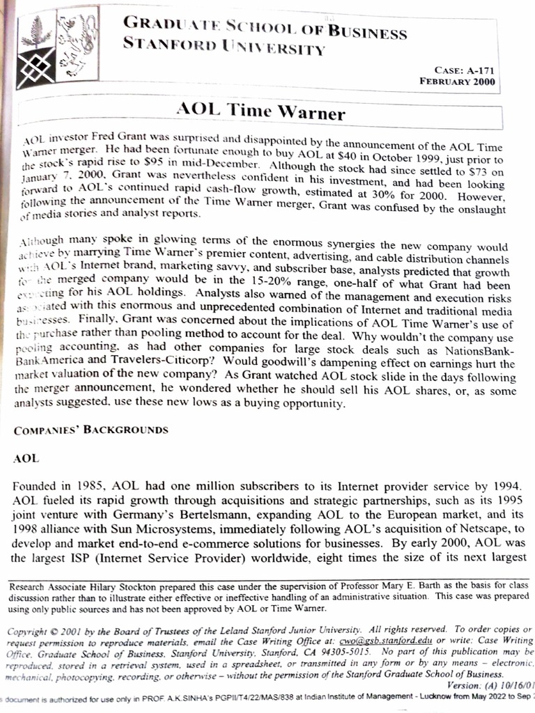 M&A Case2 | PDF | Aol | Mergers And Acquisitions
