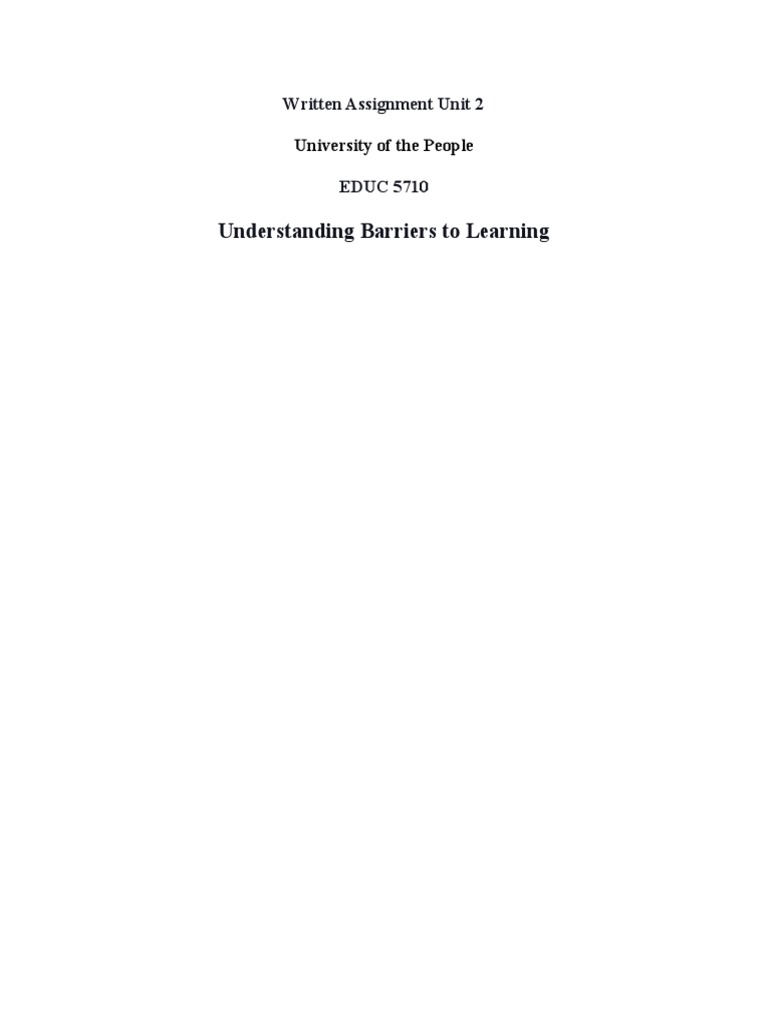 5710 Written Assignment Unit 2 | PDF | Classroom | Teachers