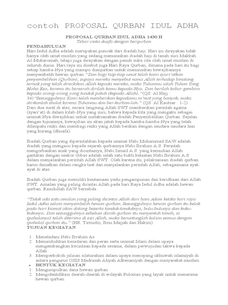 Contoh PROPOSAL QURBAN IDUL | PDF