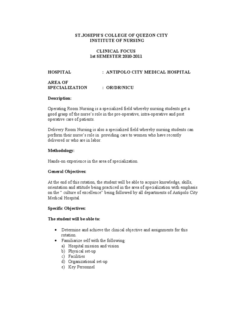 Operating Room Nursing Clinical Focus | PDF | Nursing | Surgery