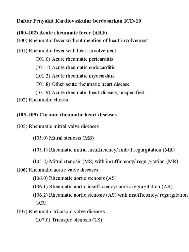ICD-10 Cardiovascular Disease Codes | PDF | Congenital Heart Defect | Heart