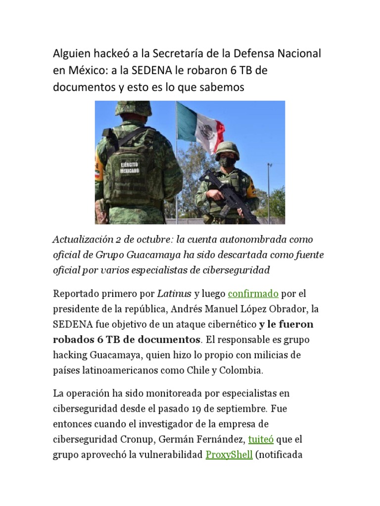 Noticia Sedena | PDF | La seguridad informática | Seguridad