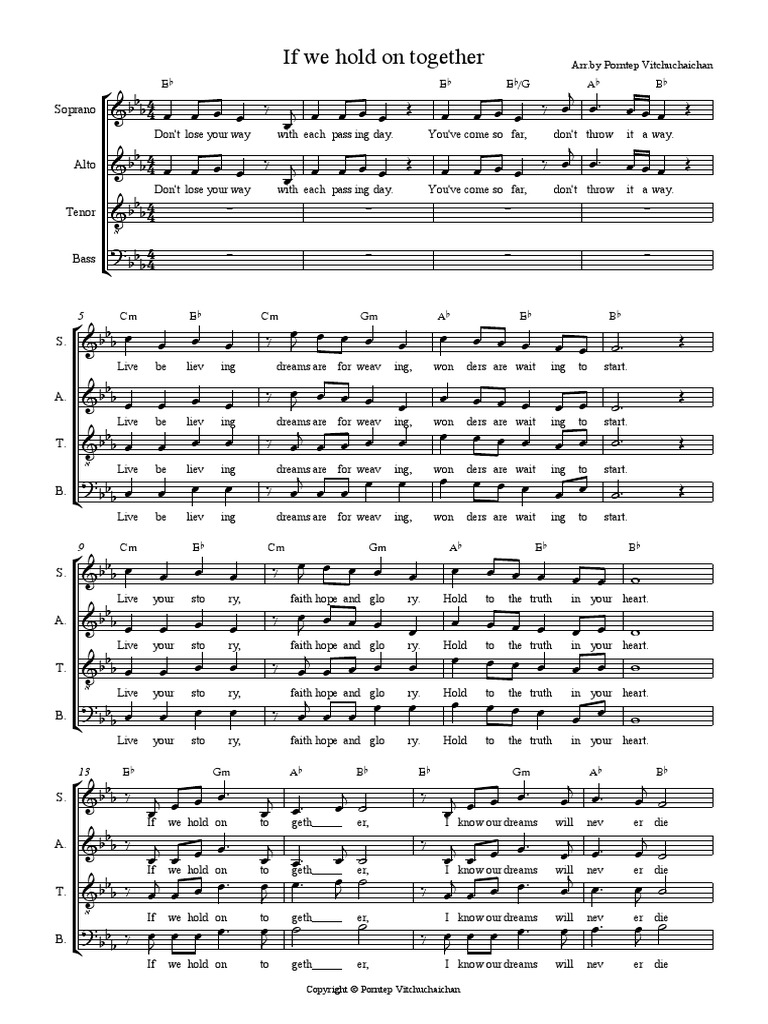 If We Hold On Together SATB | PDF | Human Throat | Musical Instruments