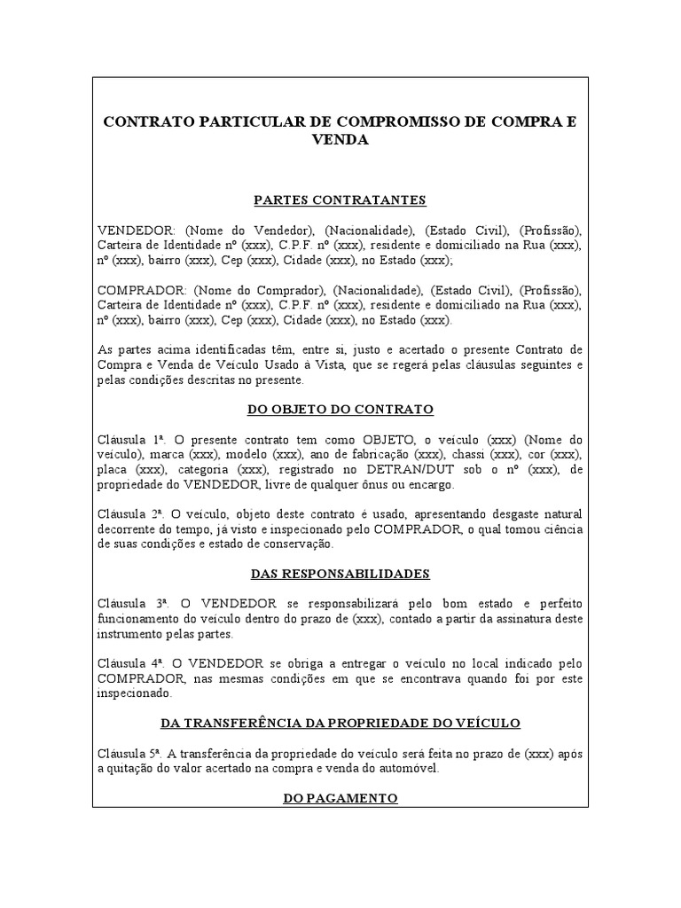 Contrato de Compra e Venda de Veículo | PDF