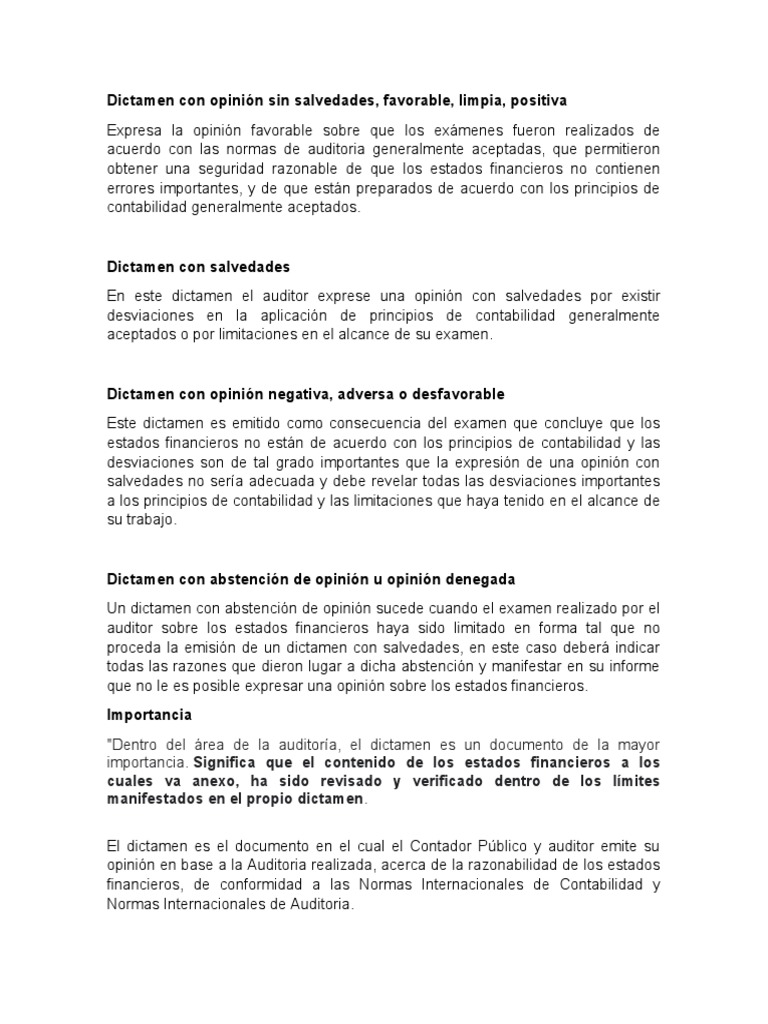 Dictamen con Opinión Sin Salvedades | PDF
