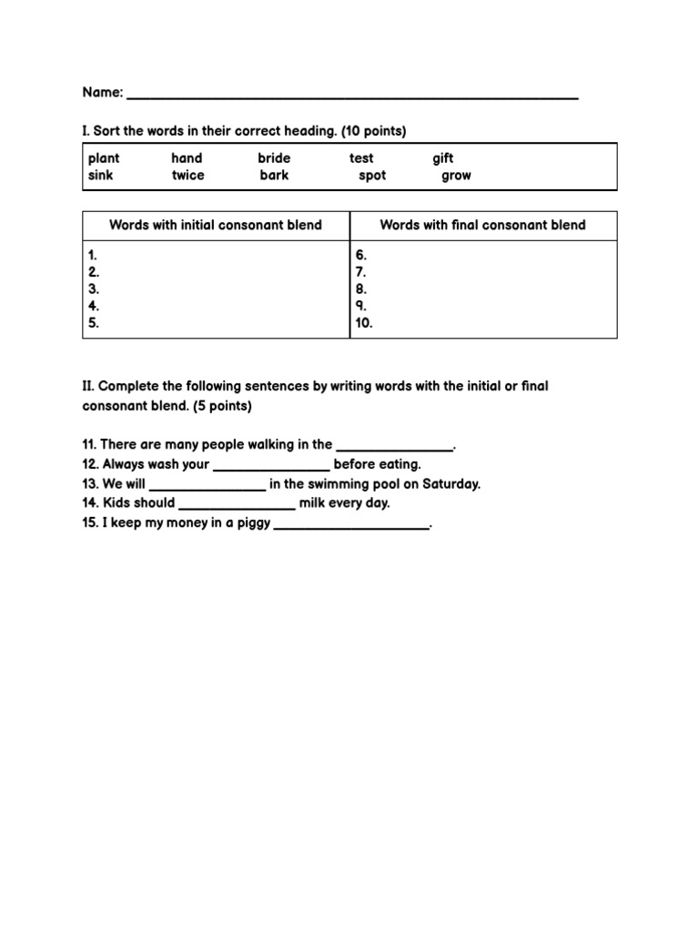 Q2 - W5 - Initial and Final Consonant Blends | PDF