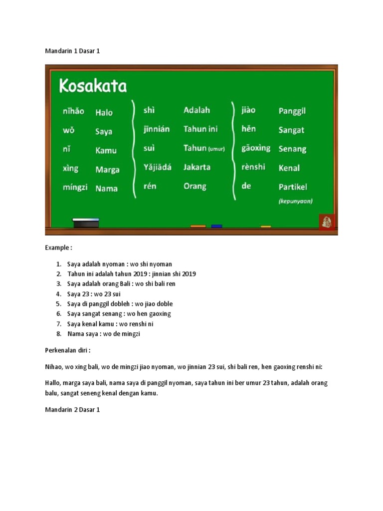 Perkenalan Dasar Bahasa Mandarin Pdf