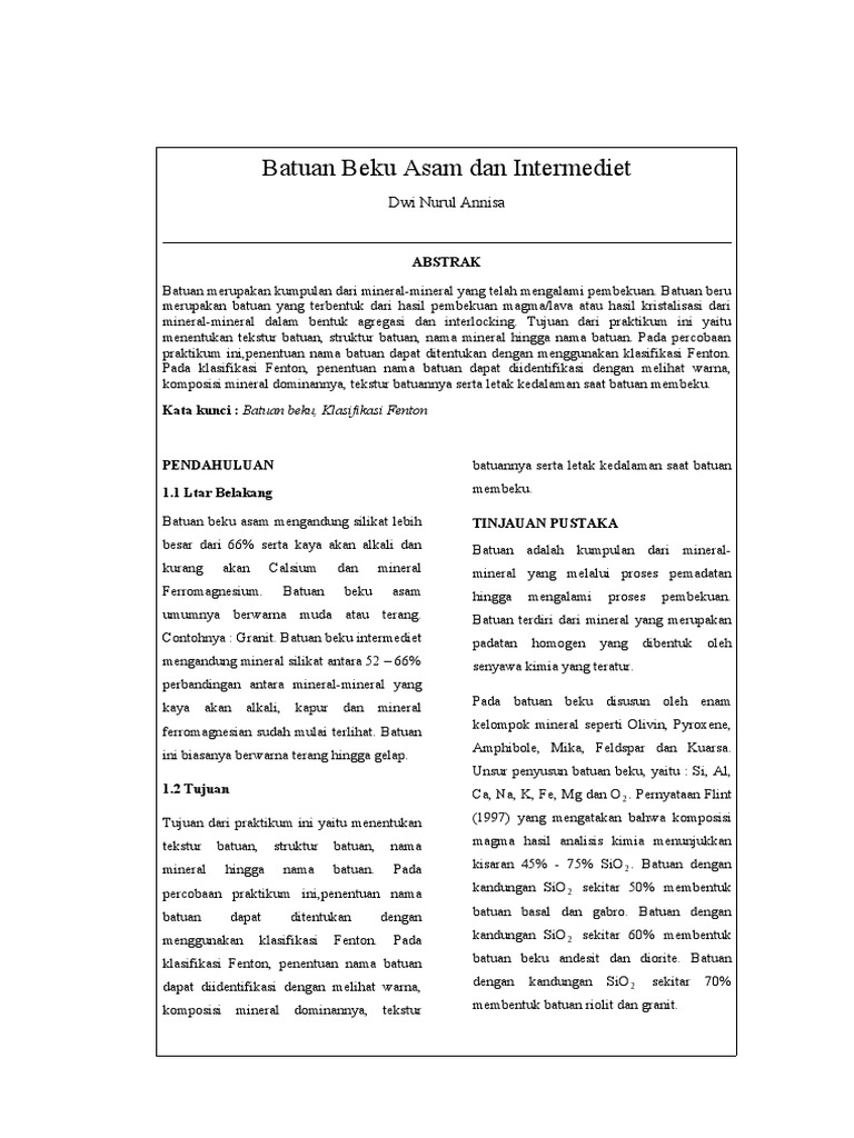 Laporan Lab Batuan Beku Basa Dan Ultrabasa Acara 1 | PDF